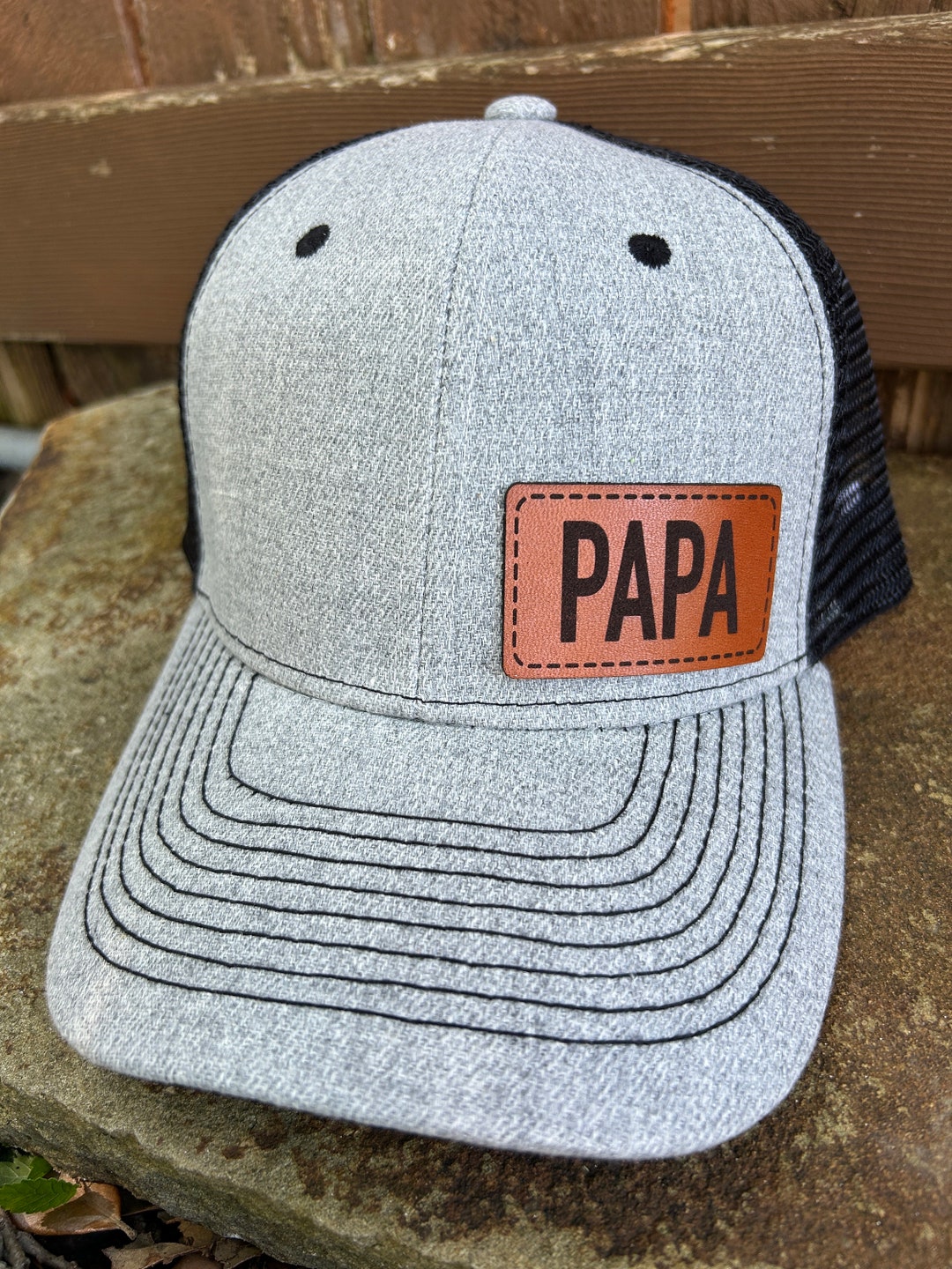 Papa Hat | Papa Gift | Custom Leather Patch | Papa Baseball Hat | Papa ...