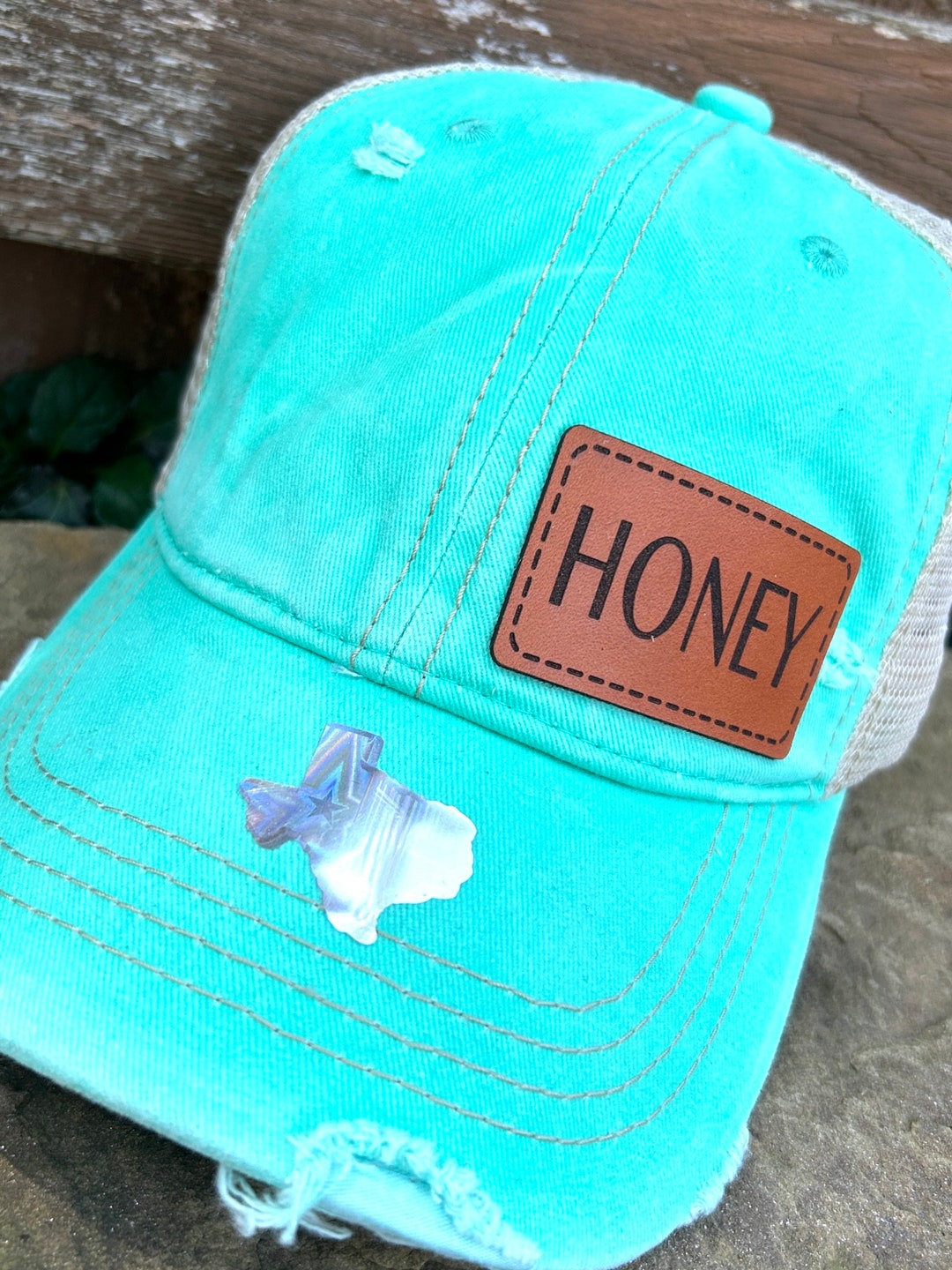 Honey Hat | Honey Gift | Custom Hat | Leather Patch | Honey Baseball ...