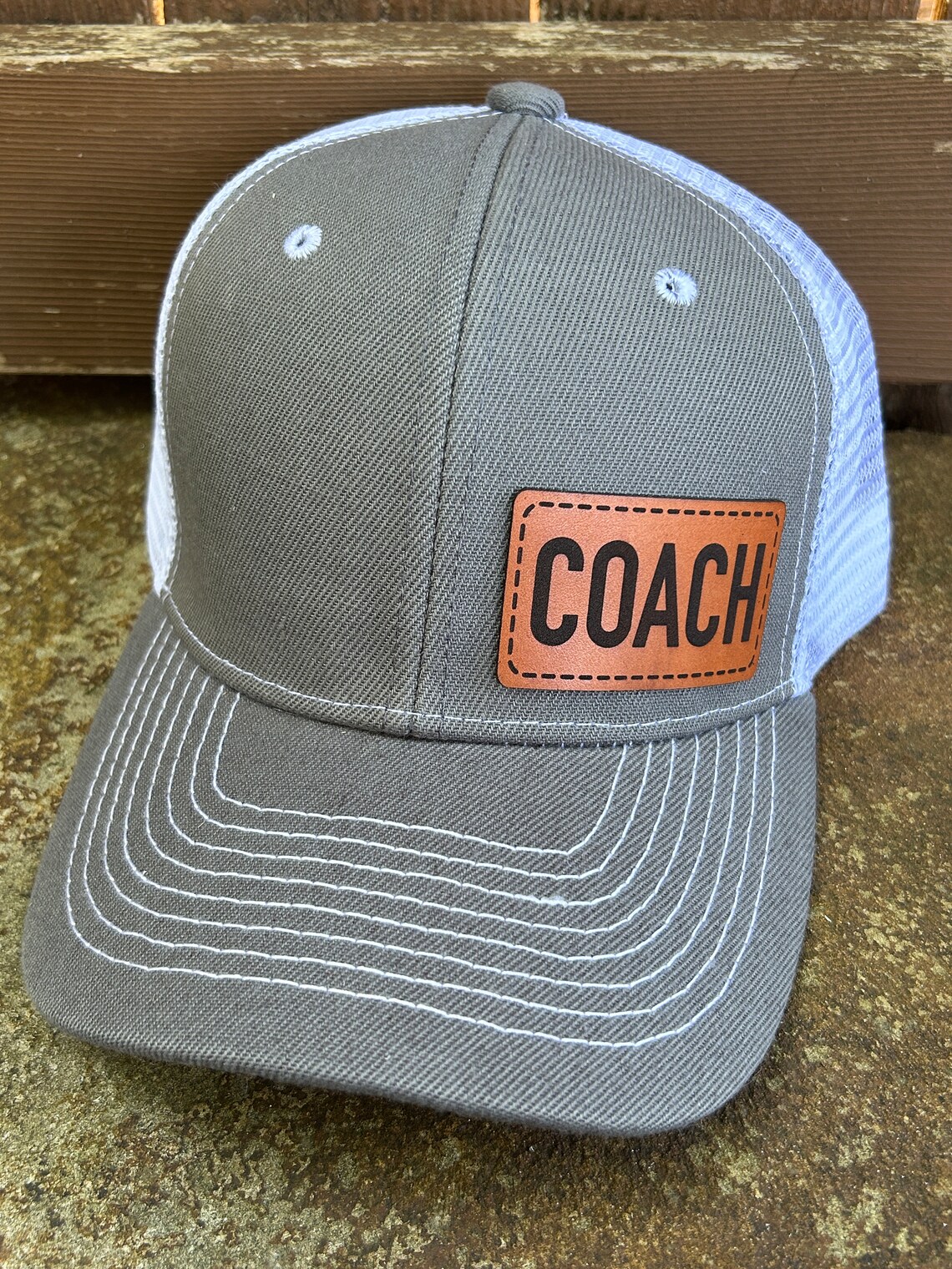 Coach Hat | Coach Gift | Custom Leather Patch | Coach Trucker Hat ...