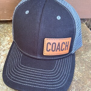 Coach Hat | Coach Gift | Custom Leather Patch | Coach Trucker Hat ...