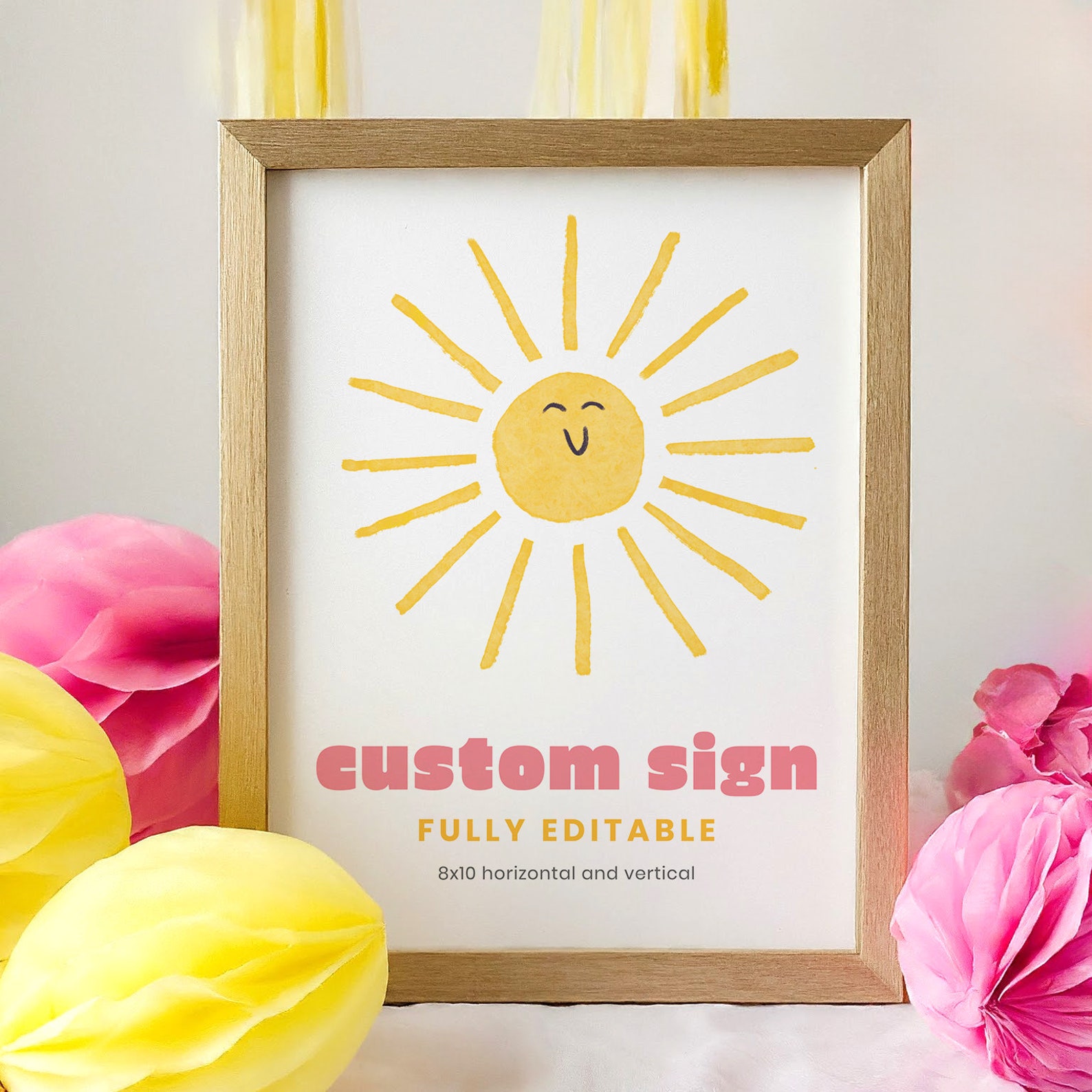 Sunshine Editable Signs, Custom 8x10 Sign, Printable Sunshine Birthday ...