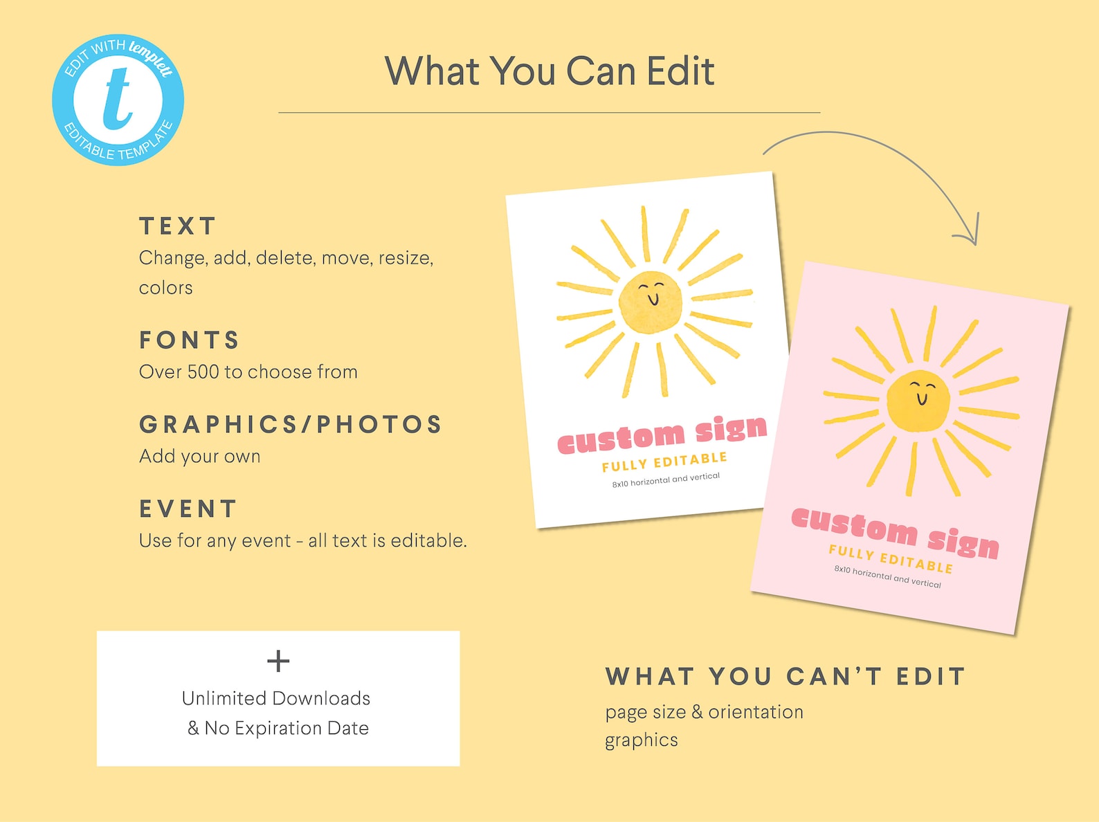 Sunshine Editable Signs, Custom 8x10 Sign, Printable Sunshine Birthday ...