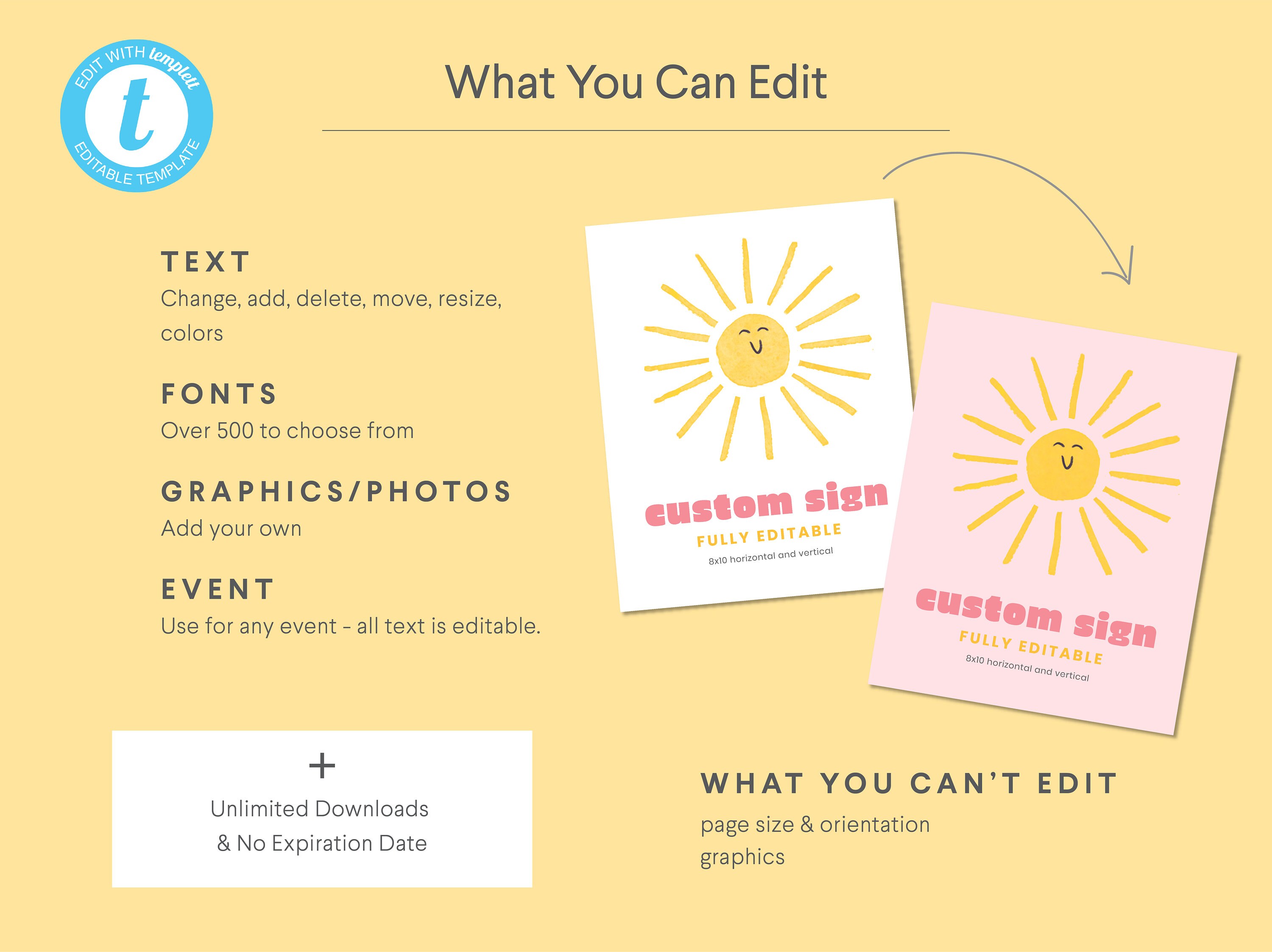 Sunshine Editable Signs, Custom 8x10 Sign, Printable Sunshine Birthday ...