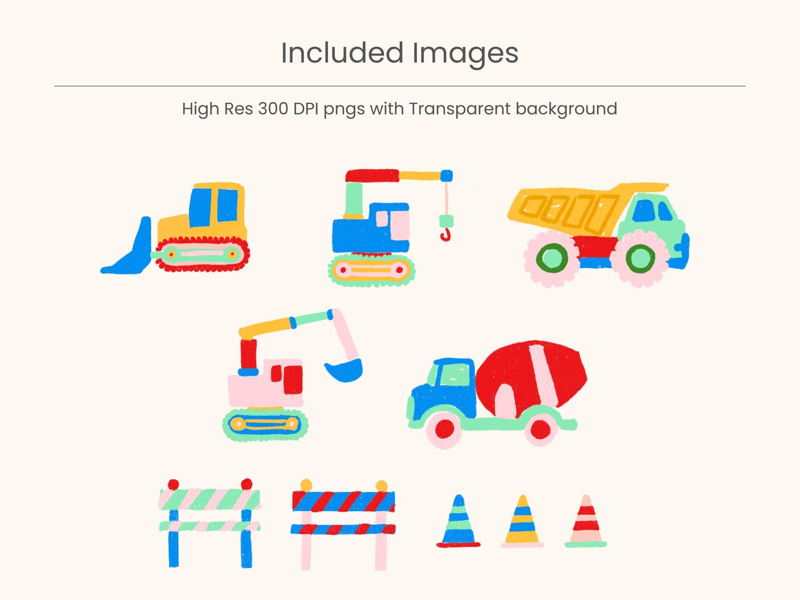 Watercolor Construction Vehicle Clipart: Hand-drawn PNG Set - Etsy