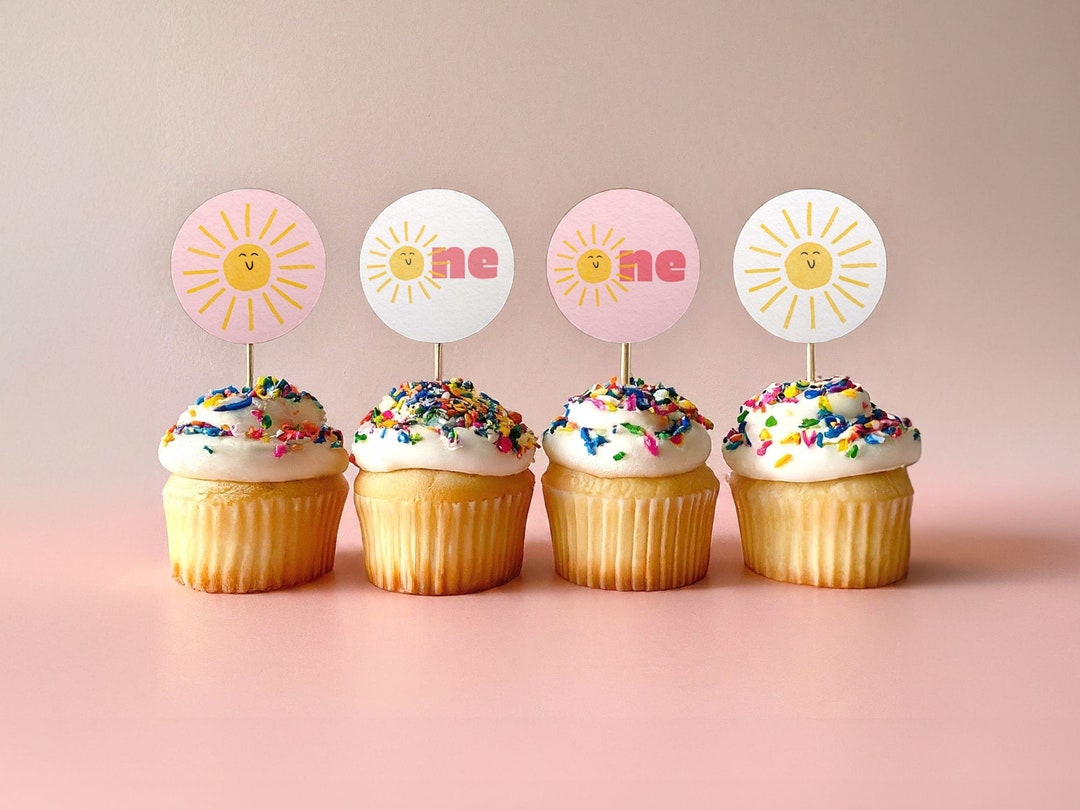 Little Sunshine 1st Birthday Cupcake Toppers (printable Editable) - Etsy