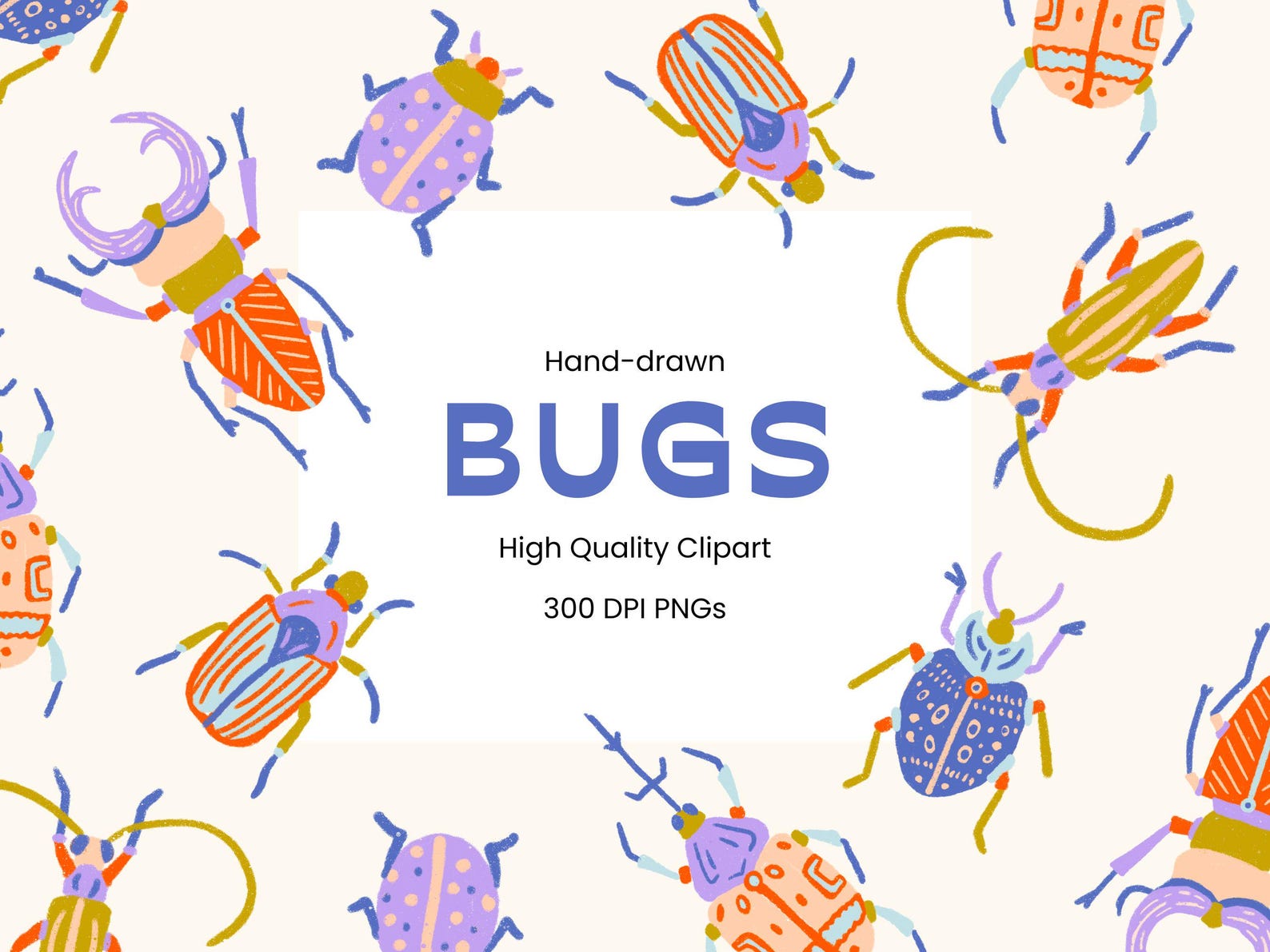 Cute Bug and Insects Clipart, Whimsy Clipart Bundle, Commercial Use ...