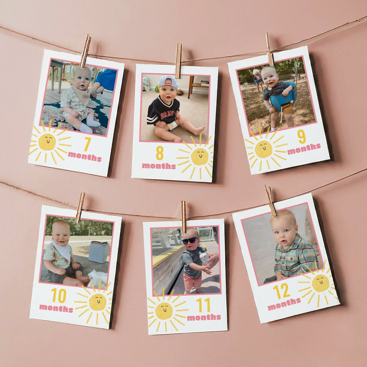 Little Sunshine 12 Month Photo Banner, 1st Birthday Milestone Photos ...