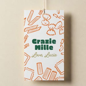 Italian Pasta Party Favor Tags: Grazie Mille, Editable Gift Tags ...