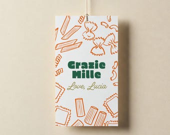 Pasta Party Thank You Tags - Etsy