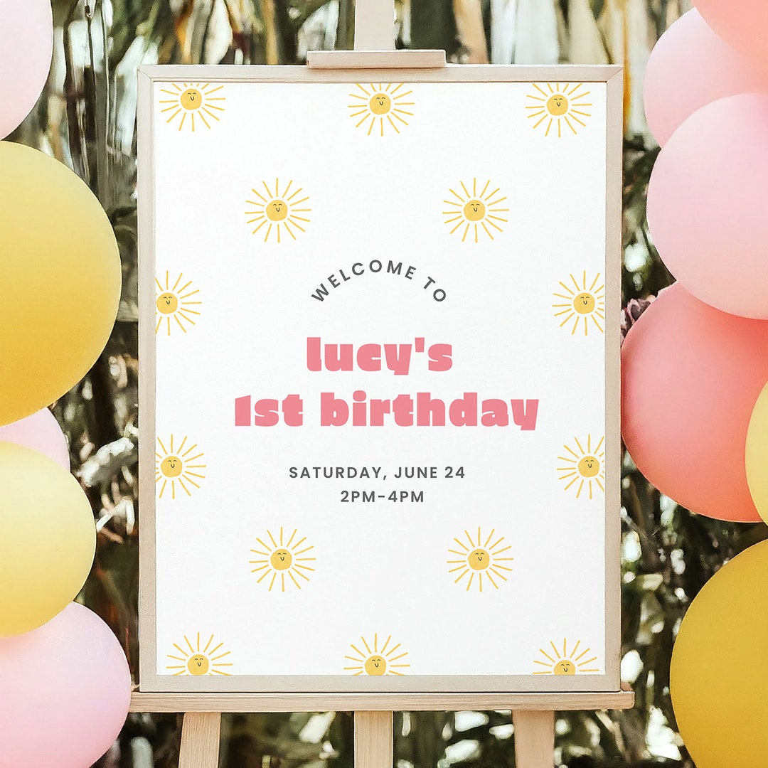 Little Sunshine Welcome Sign Template, Sunshine Birthday Party ...