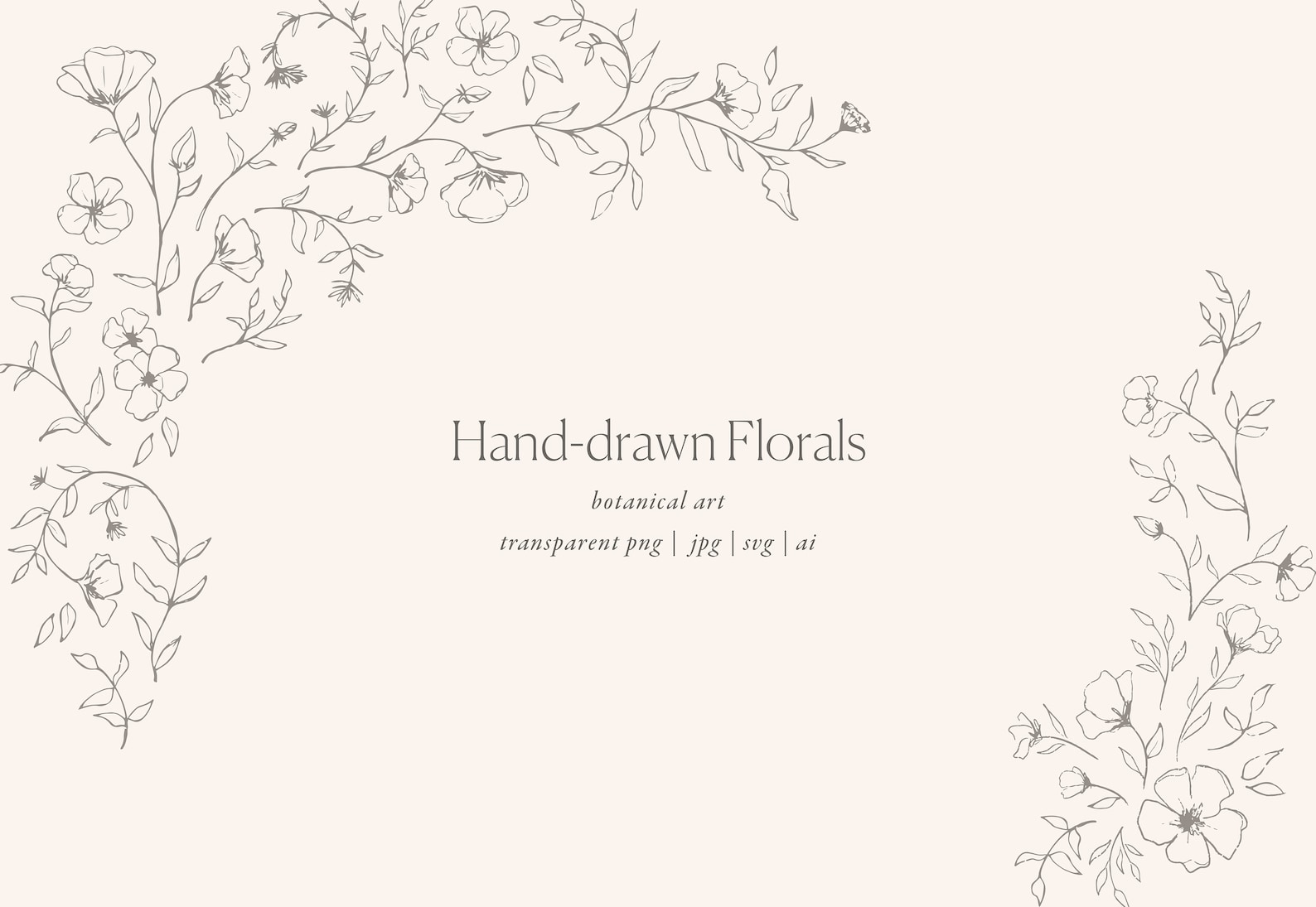 Floral Hand-drawn 5 X 7 Frame Clipart, Fine Art Wedding, Vector Clipart ...