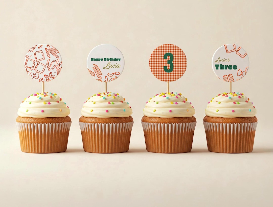 Pasta Cupcake Toppers: Italian Noodle Party Decor (instant Download) - Etsy