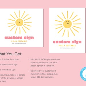 Sunshine Editable Signs, Custom 8x10 Sign, Printable Sunshine Birthday ...