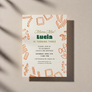 Editable Italian Pasta Birthday Invitation | Kids Party Invitation ...