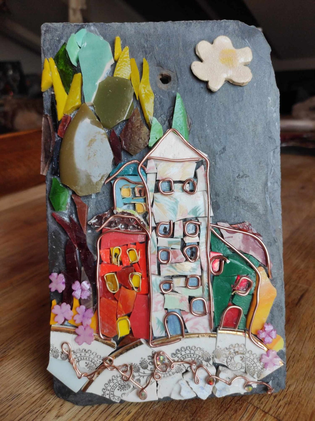 Pueblo Village Mosaic Painting on Slate - Etsy