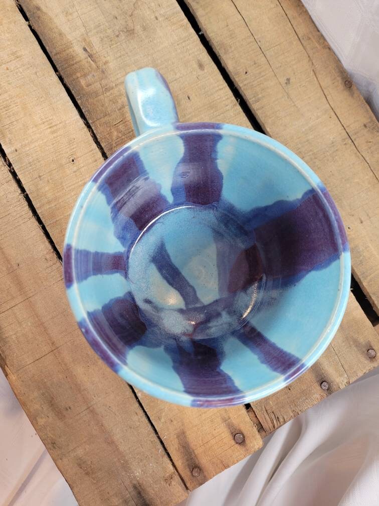Hand Thrown Bright Purple and Blue Striped Pottery Mug - Etsy