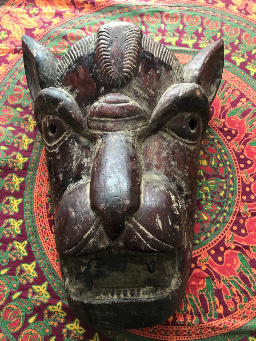 Brown Wiid Tiger Antique Shaman Mask From Nepal Spiritual Tribal ...