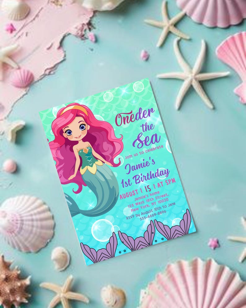 Mermaid Birthday Invitation, Mermaid Bash Under the Sea Birthday Invite ...