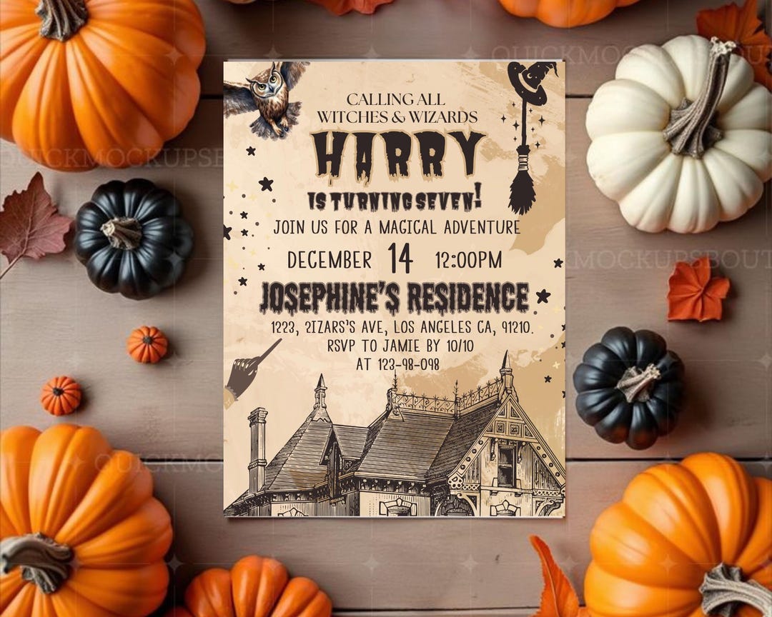 Editable Wizards Witches Birthday Invitation, Magical Birthday Invite ...