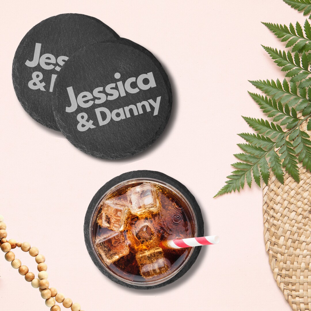 Personalized Drink Coasters Anniversary Gift Custom Housewarming Gift ...