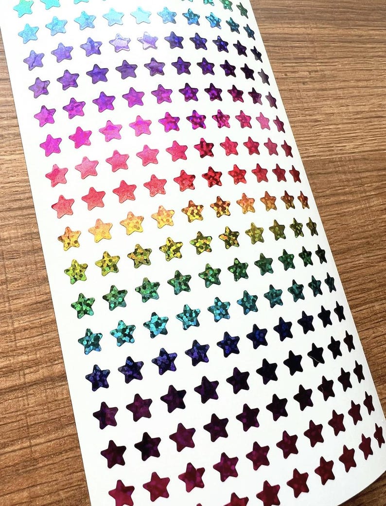 1/4 Inch Rainbow Holographic Star Sticker Sheet 6mm - Etsy