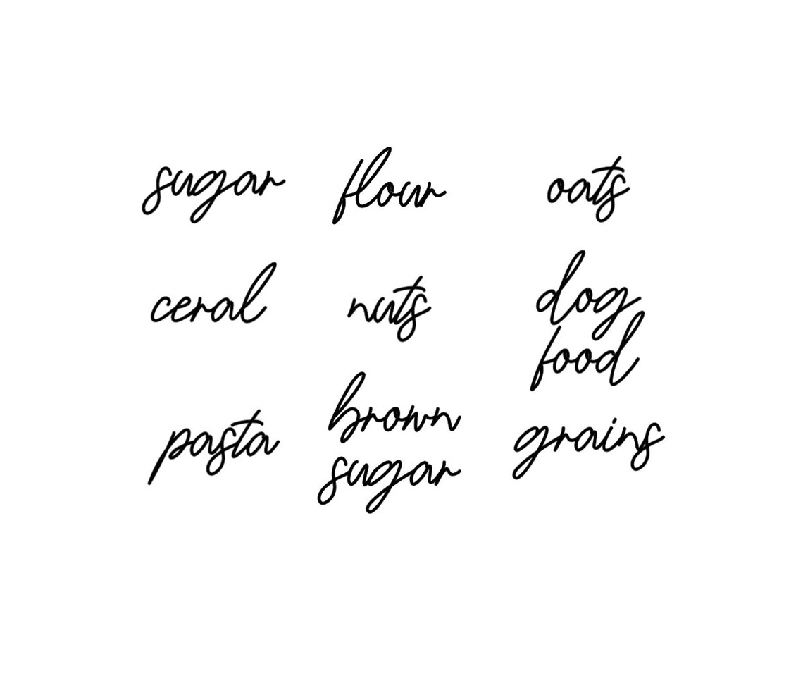 1 Inch Custom Pantry Labels Script Handwriting Vinyl Food - Etsy