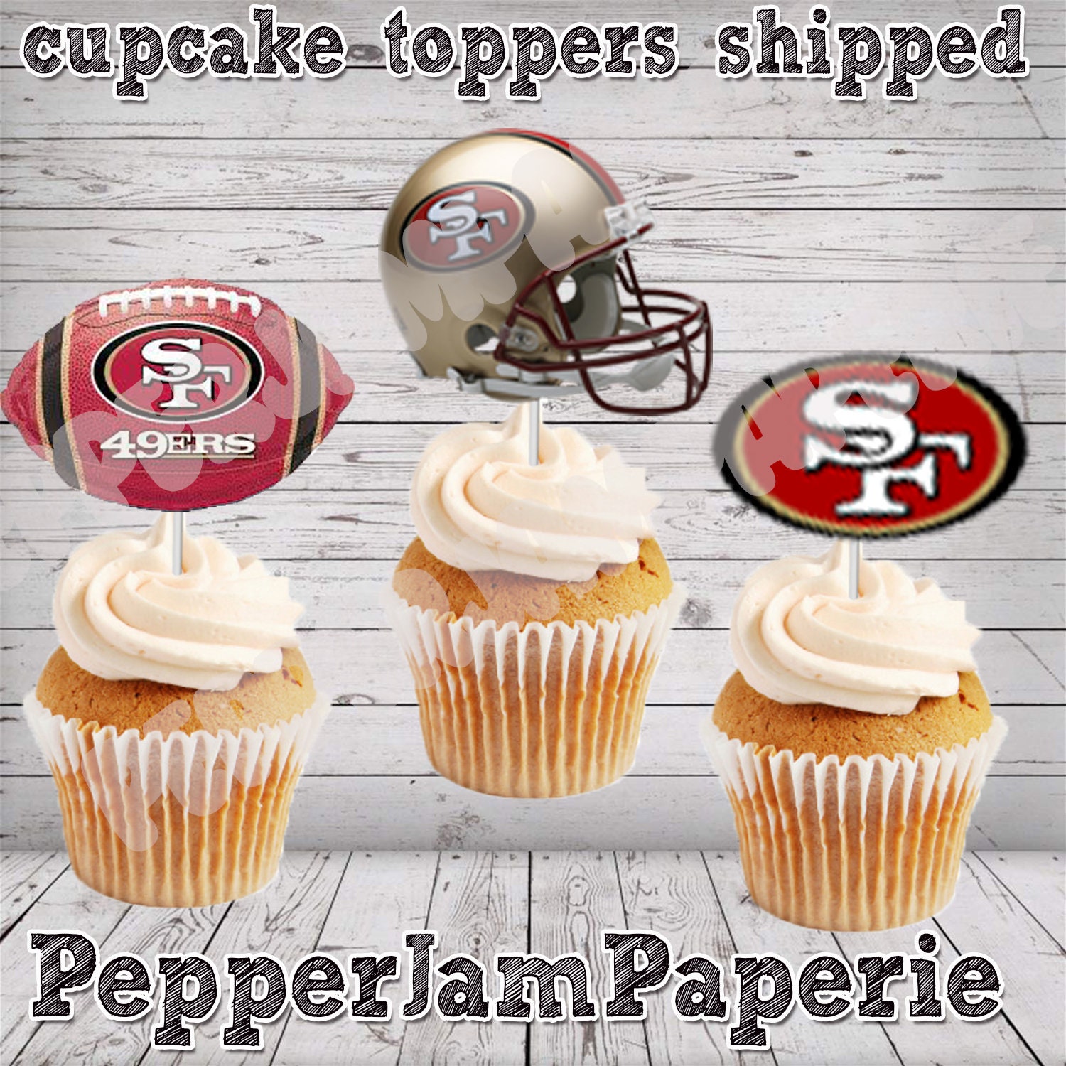 San Francisco 49ers Cupcake Toppers 6-Shimmer Cardstock San Francisco ...