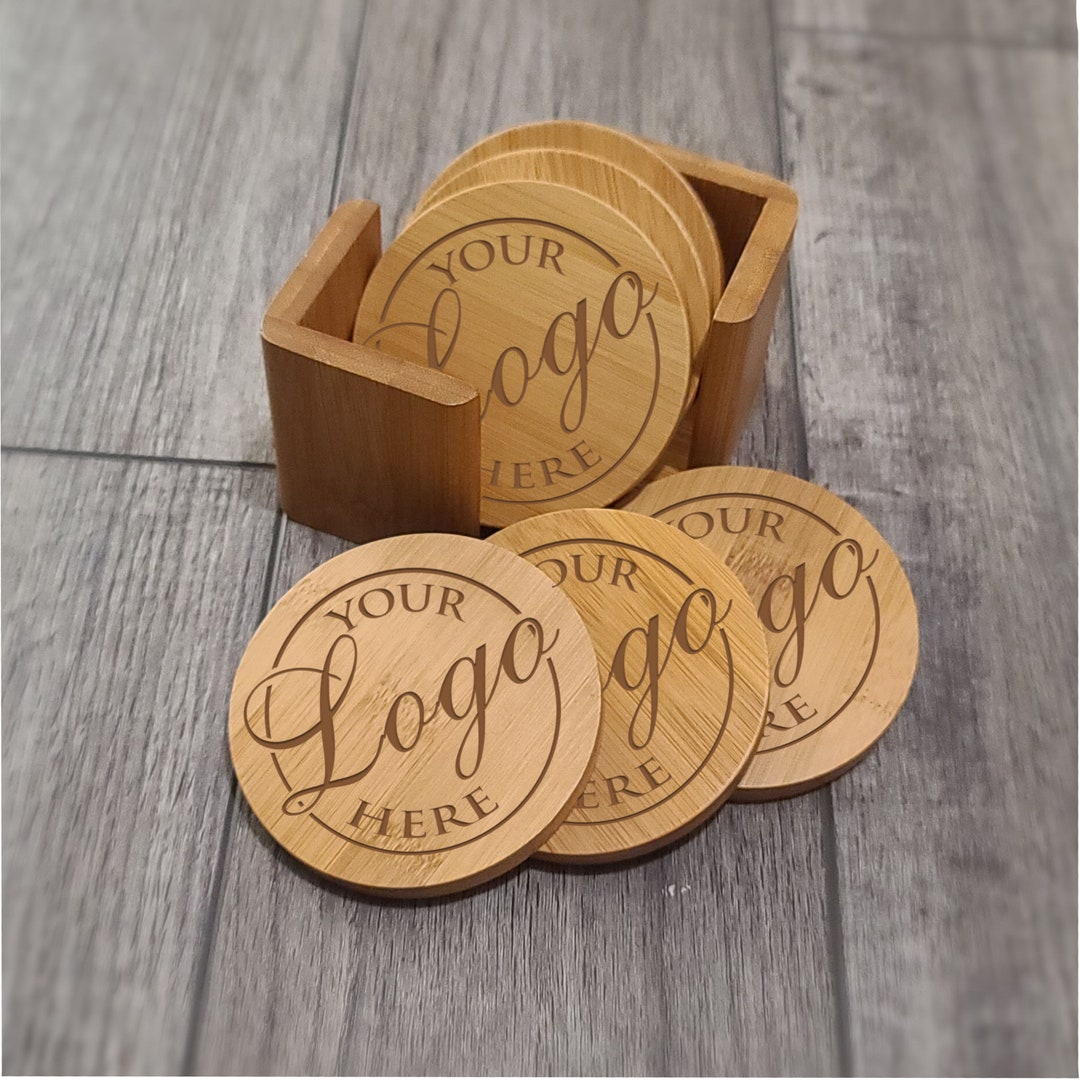 High Quality Bamboo Wooden Round6-coaster Set With Holder, Personalized ...