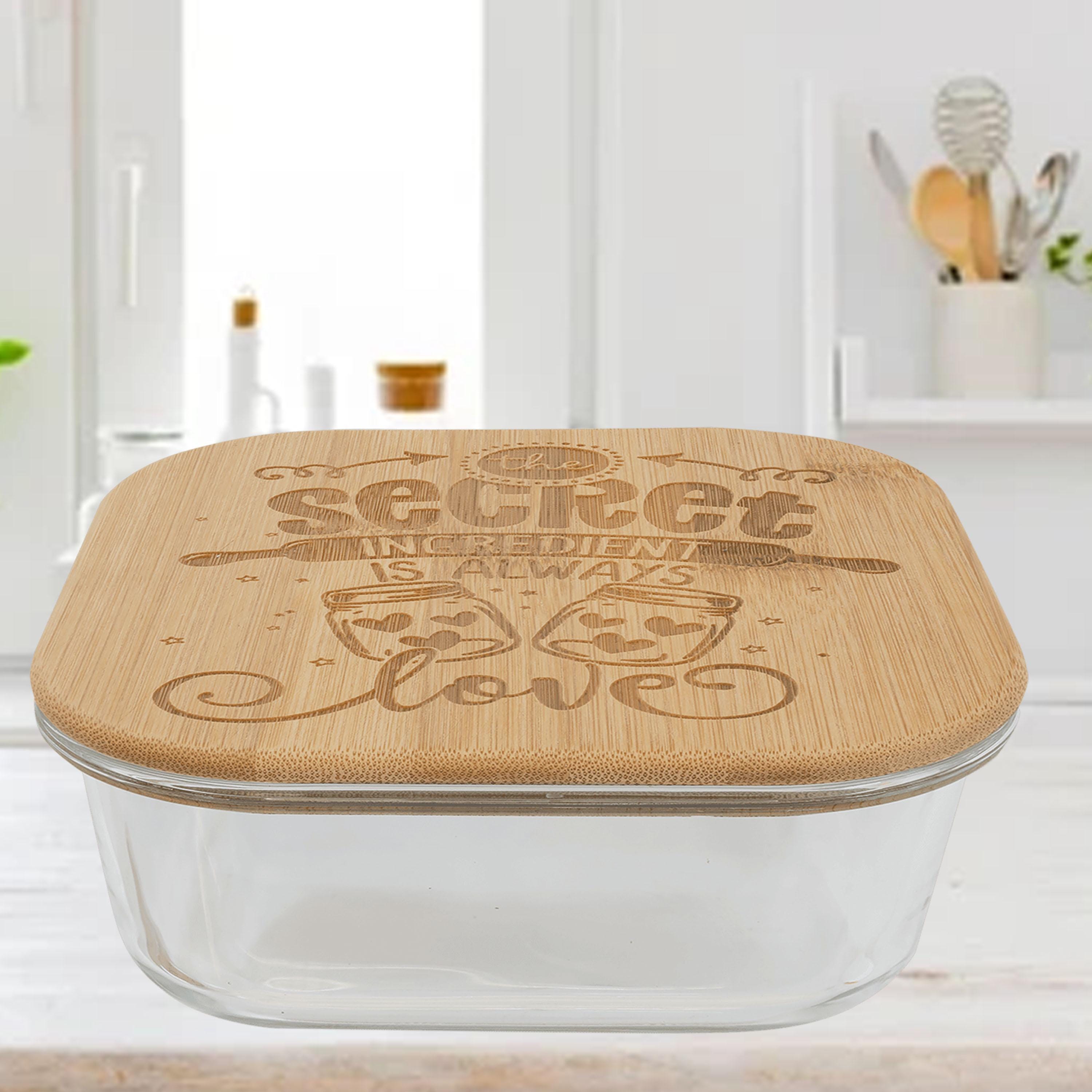 Personalized Glass Food Container With Engraved Bamboo Lid - Etsy