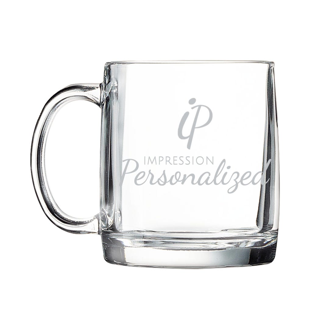 Custom Clear Glass Coffee Mug With Handle | Laser Engraved Logo Mug ...