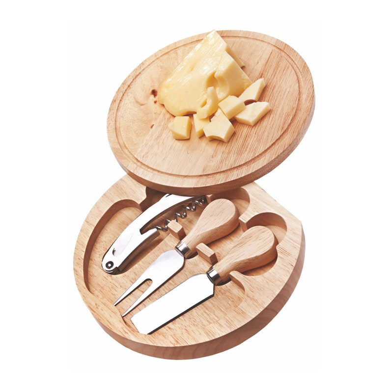 Customized Round Wine and Cheese Tool Set With Top Serving - Etsy