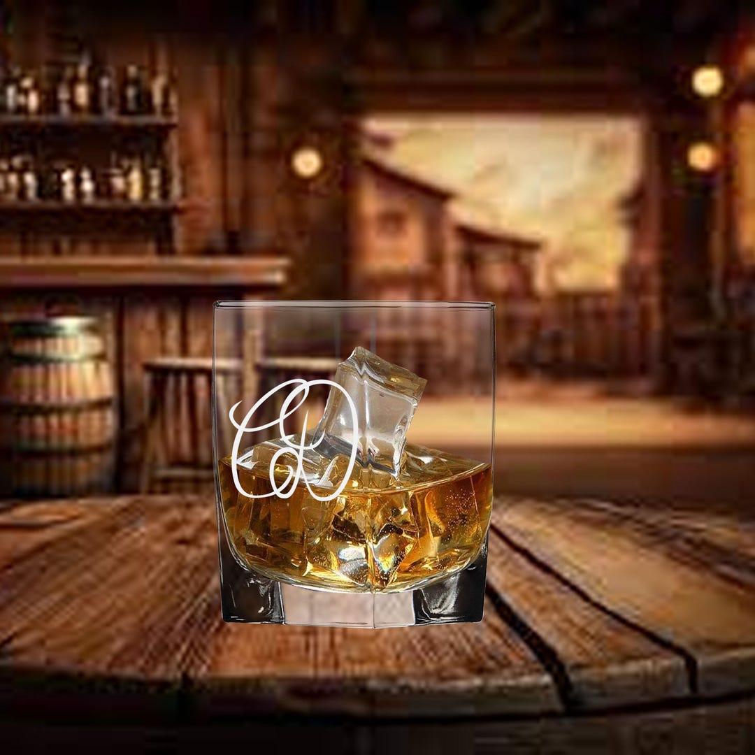 Personalized Square Rocks Glass: Laser Etched Whiskey Glass, Groomsmen ...