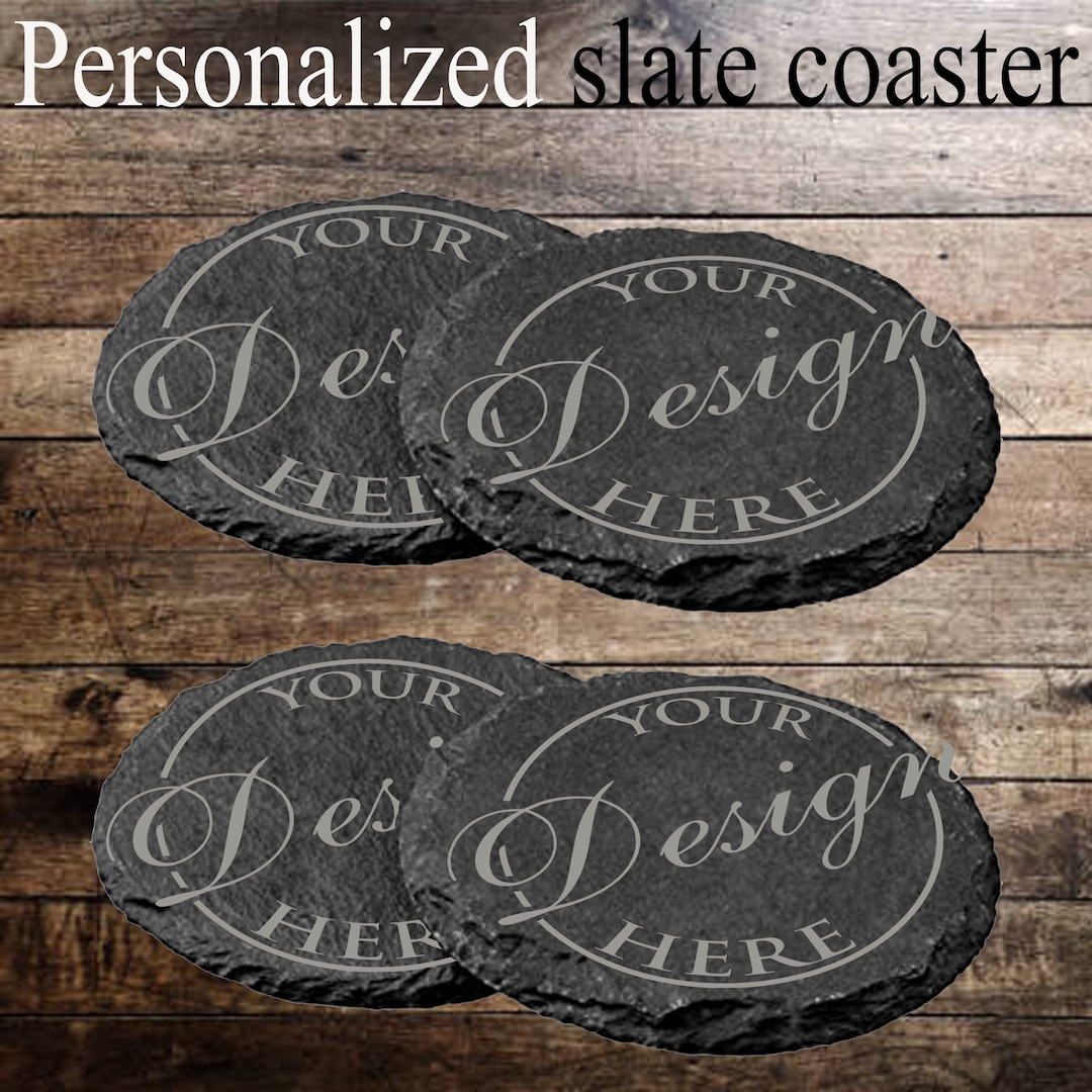 Laser Engraved Slate Round Coaster | Personalized Custom Slate Coasters ...