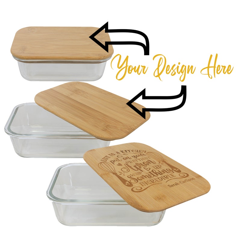 Personalized Glass Food Container With Engraved Bamboo Lid - Etsy