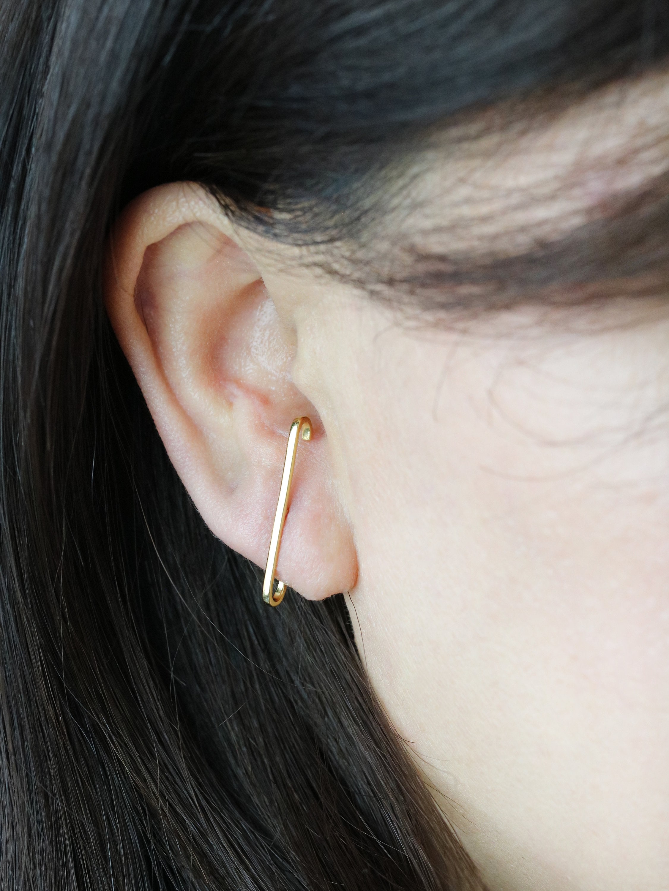 Ear Cuff Sterling Silver Long Bar Ear Cuff Earring Modern | Etsy