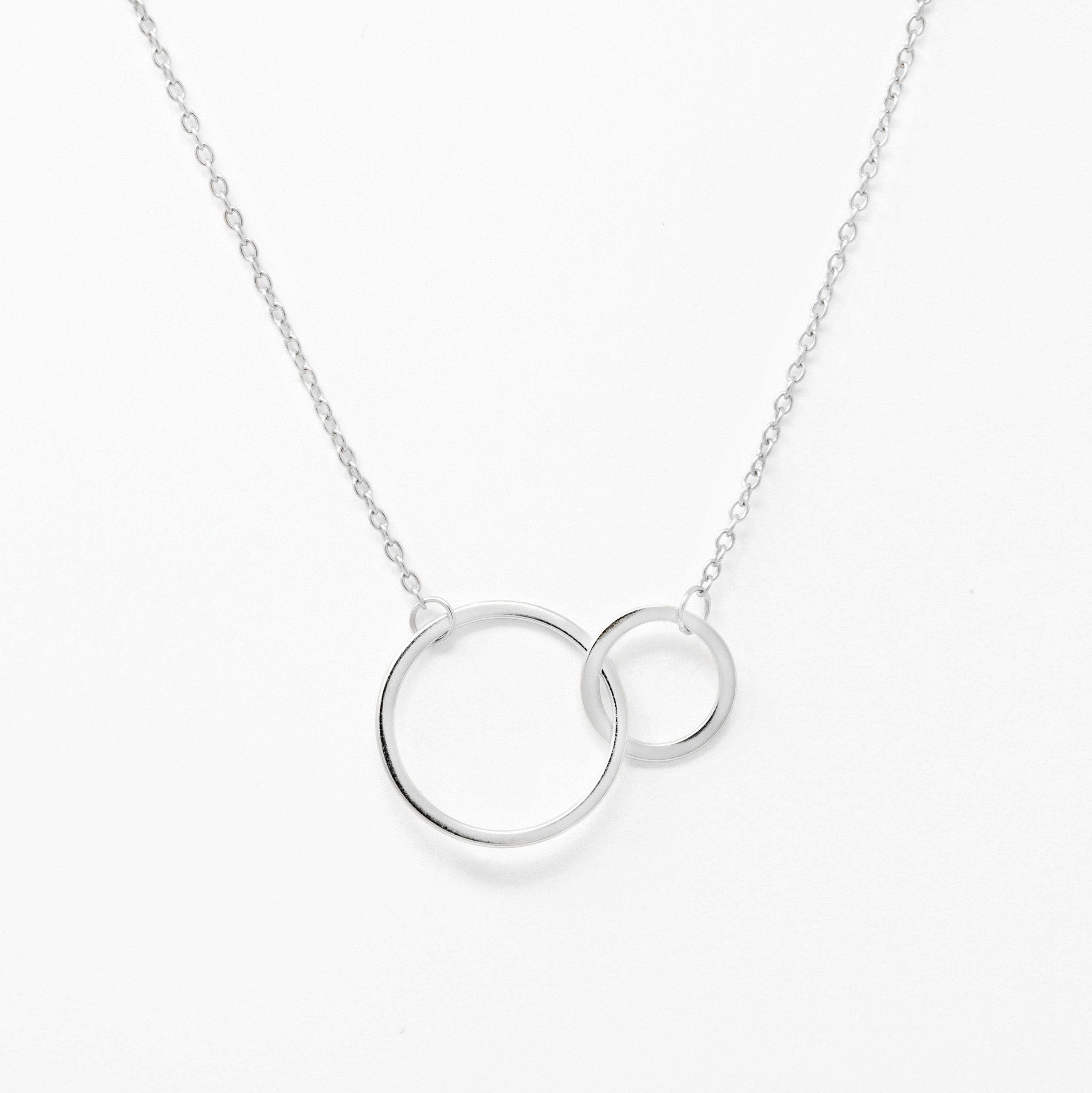 Sterling Silver Interlocking Circle Necklace Infinity Etsy