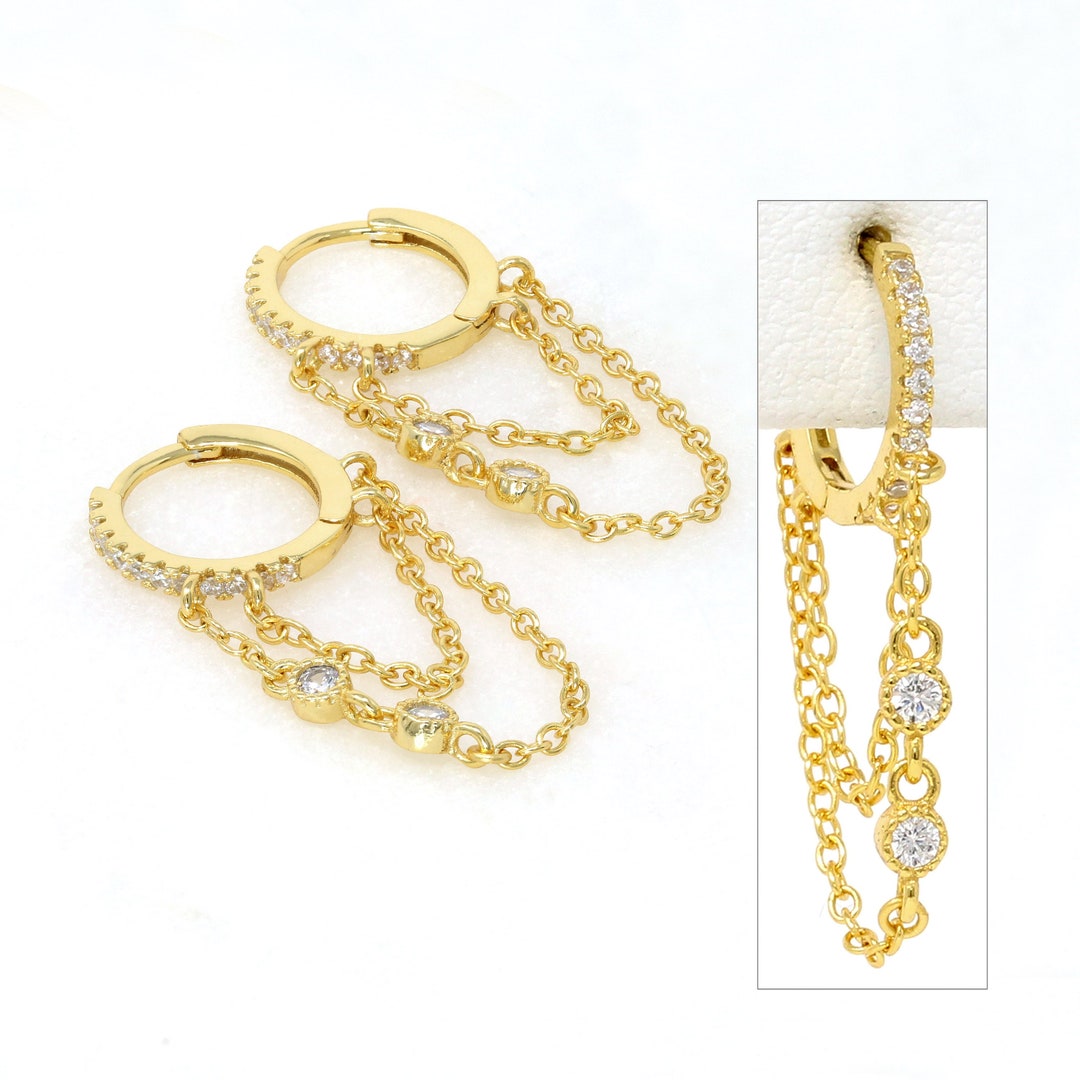 Sterling Silver Hoop Earring, Chain Loop Earring Silver, Chain Loop ...