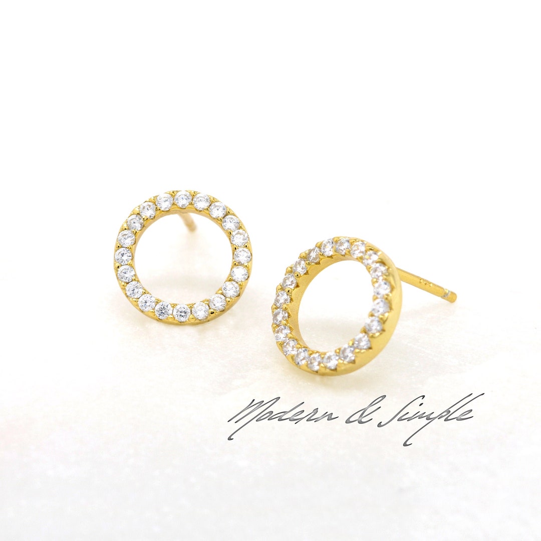 Sterling Silver Circle Earring, Round Stud Earring, Simple Silver ...