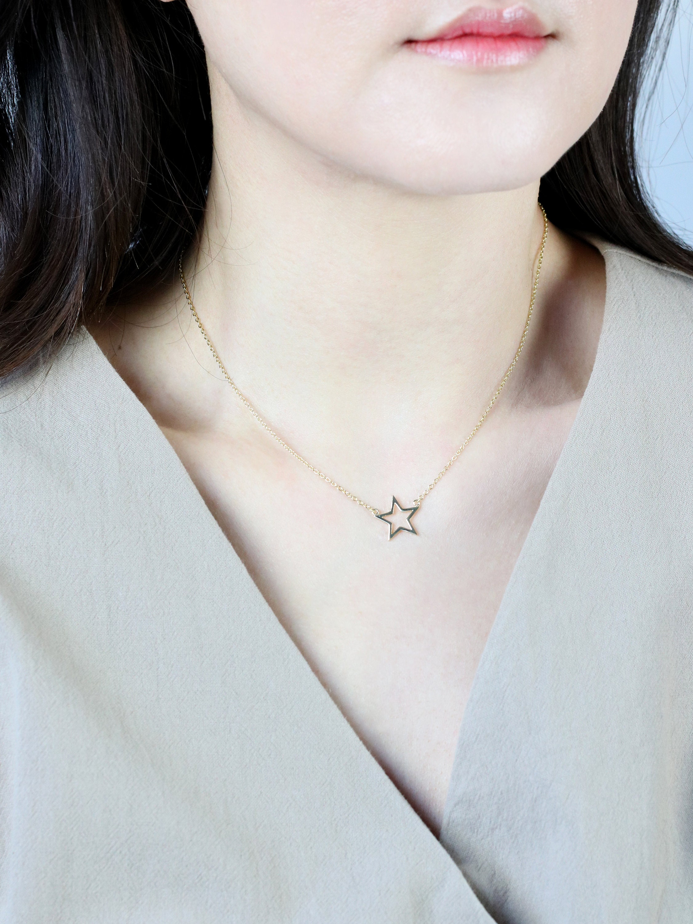 Sterling Silver Star Necklace Star Necklace girls Simple | Etsy