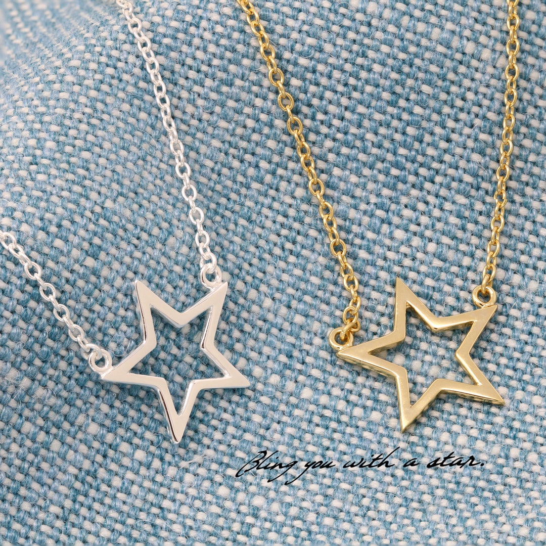 Sterling Silver Star Necklace, Star Necklace Girls, Simple Silver ...