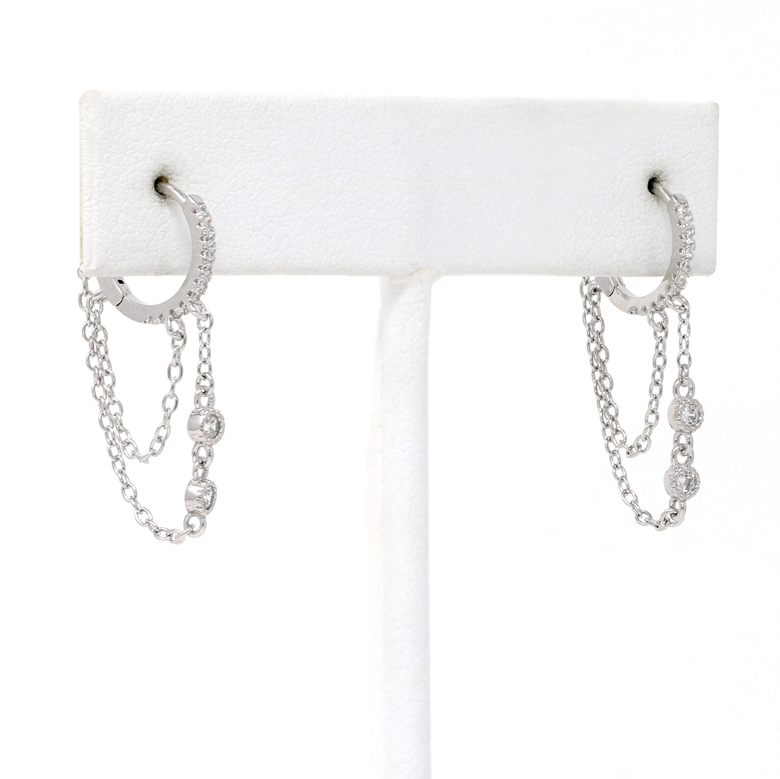 Sterling Silver Hoop Earring Chain Loop Earring Silver Chain - Etsy