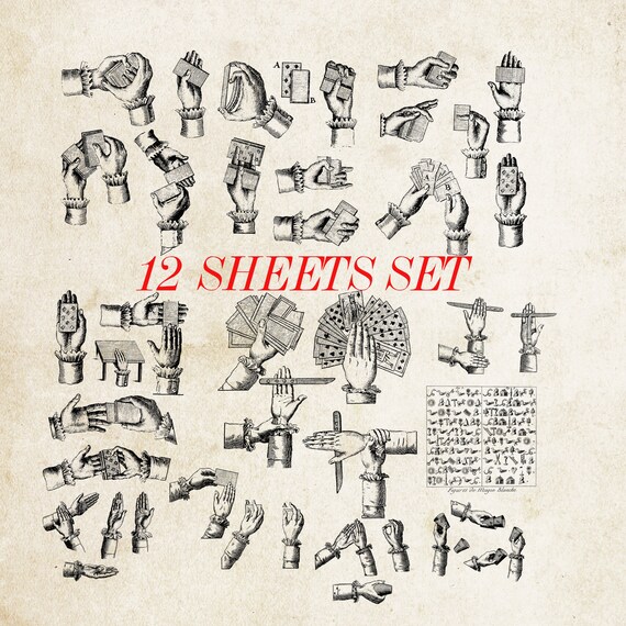 12 Sheet Set Magic Hands Images PNG JPG Illustration | Etsy