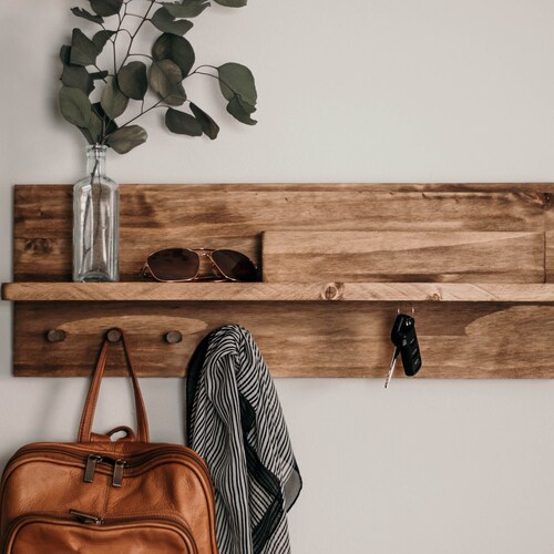 Entryway Wall Organizer Mask Sunglasses Hook Rack Wood | Etsy