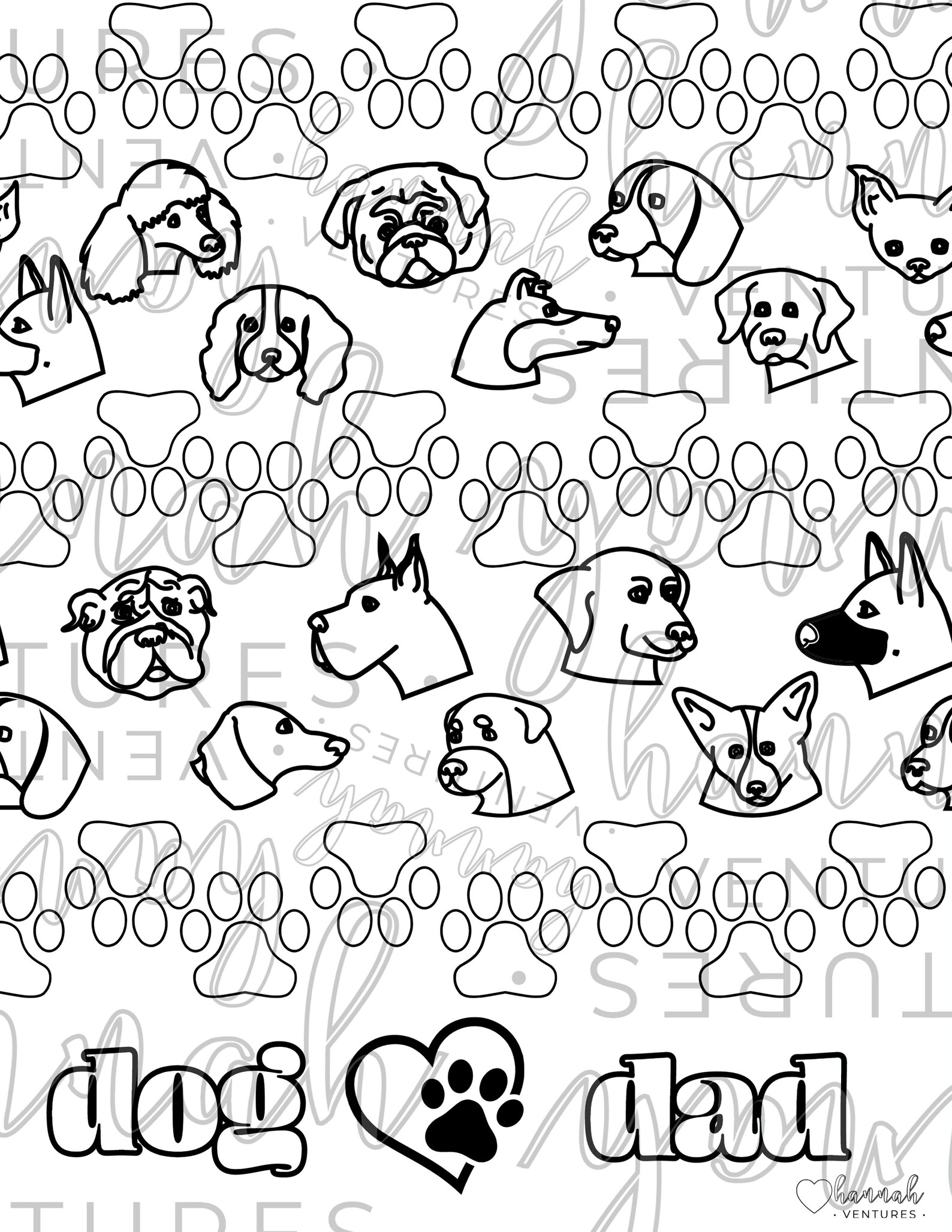 Dog Dad Coloring Sheet Freebie Coloring Sheet Adult | Etsy