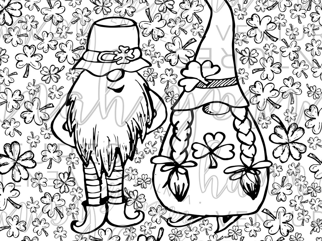 St. Patrick's Day Gnome Coloring Sheet Freebie High - Etsy