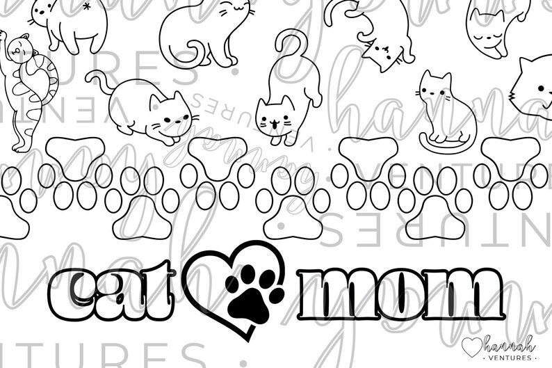 Cat Mom Coloring Sheet Freebie Coloring Sheet Adult | Etsy