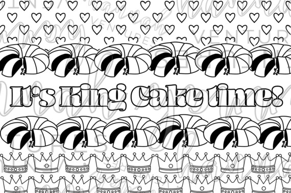 Mardi Gras King Cake Coloring Sheet Freebie High School | Etsy Canada