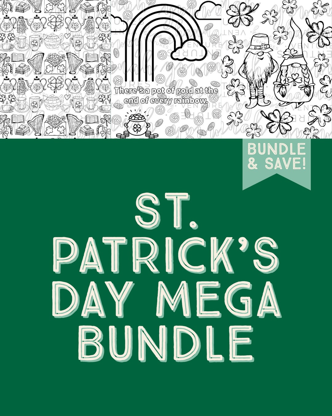 St. Patrick's Day Coloring Mega Bundle Freebie - Etsy