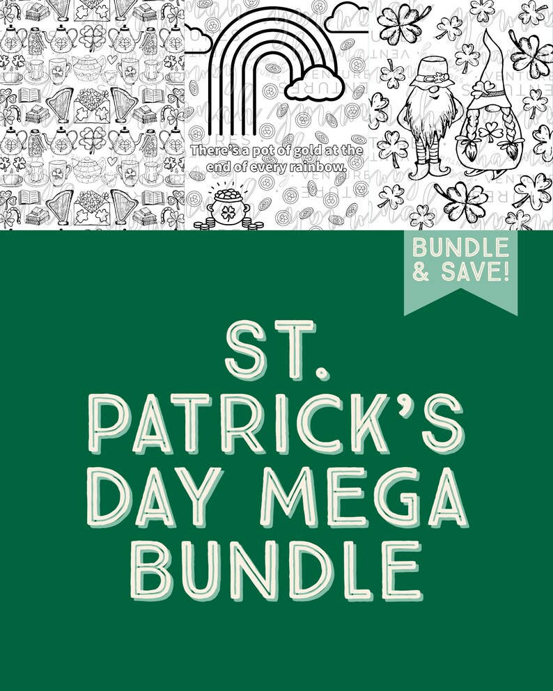 St. Patrick's Day Coloring Mega Bundle Freebie - Etsy