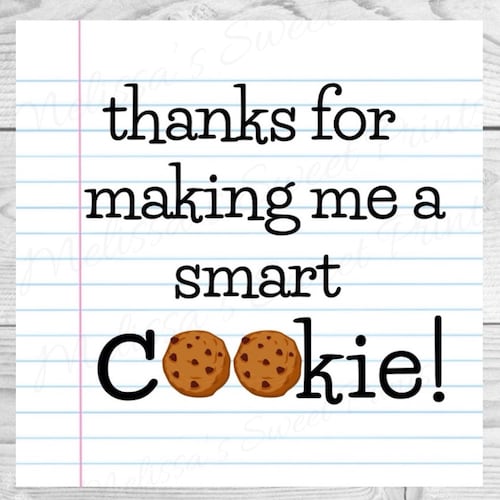 Smart Cookie Teacher Appreciation Gift Tag Printable Teacher - Etsy